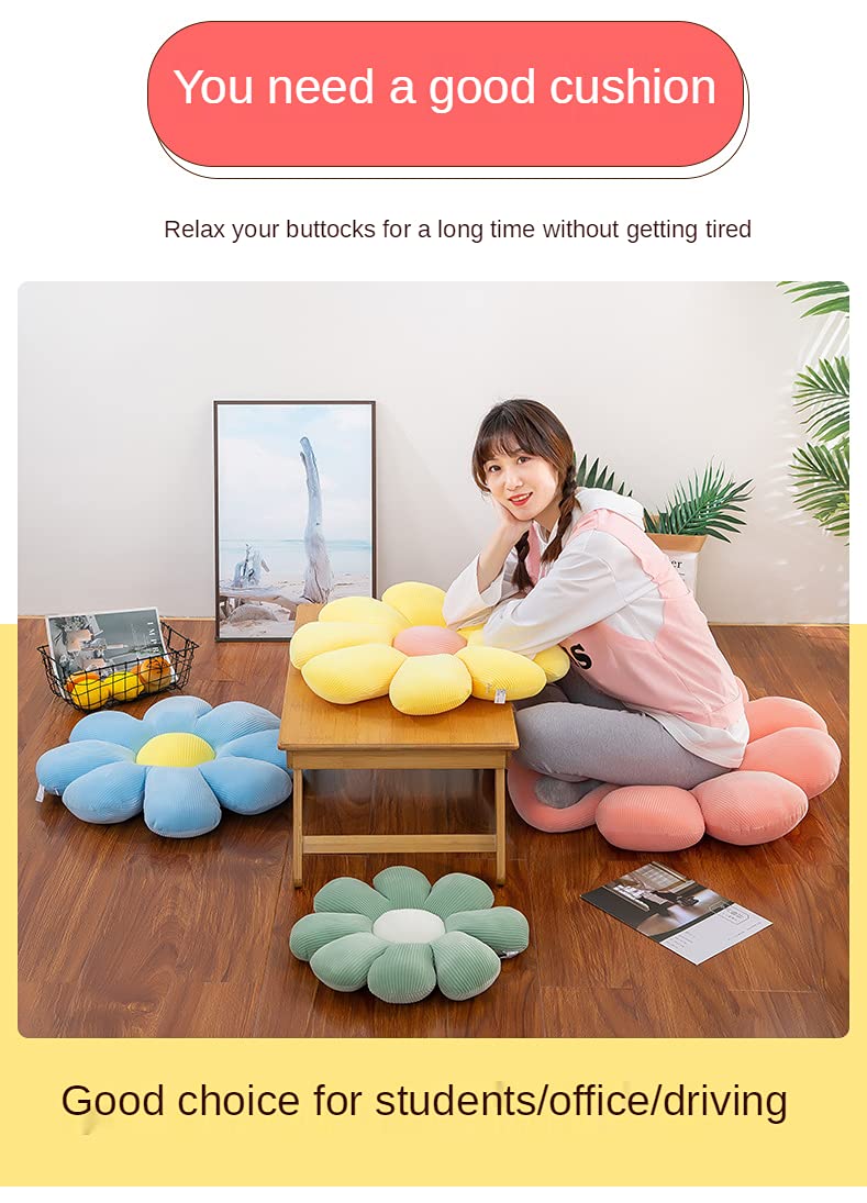 ANYE Polypropylene Flower-Shaped Throw Pillow Floor Cushion Office Sedentary Tatami Car Butt Cushion (Green, 40cm)