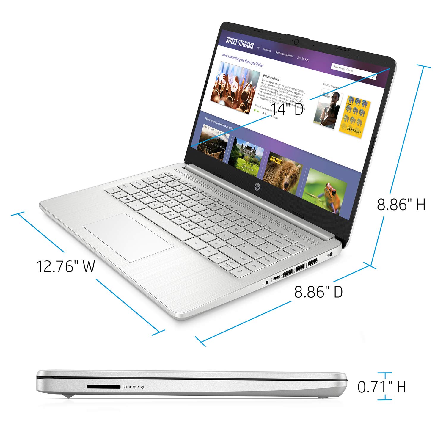 HP Premium Laptop (2021 Latest Model), 14" HD Touchscreen, AMD Athlon Processor, 32GB RAM, 1TB SSD, Long Battery Life, Online Conferencing, Natural Silver, Win 10 with 1 Year of Microsoft 365