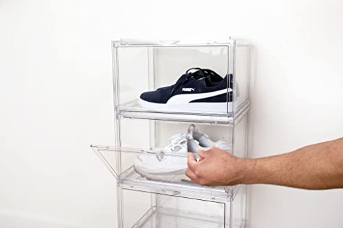 Shoe Display Case, Stackable Plastic Sneaker Box Container, Shoe Box, Clear Plastic Stackable, Clear Shoe Organizer for Closet, Clear Shoe Boxes