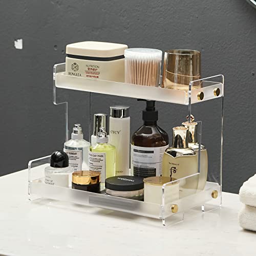 MUYEDRAIN Bathroom Organizer Countertop,2 Tier Bathroom Counter Organizer Kitchen Spice Rack Cosmetic Organizer,Countertop Storage Shelf for Bathroom, Kitchen, Living Room, Bedroom, Dressing Table