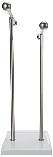 Amazon Basics Double-T Hand Towel and Accessories Stand, Nickel/White