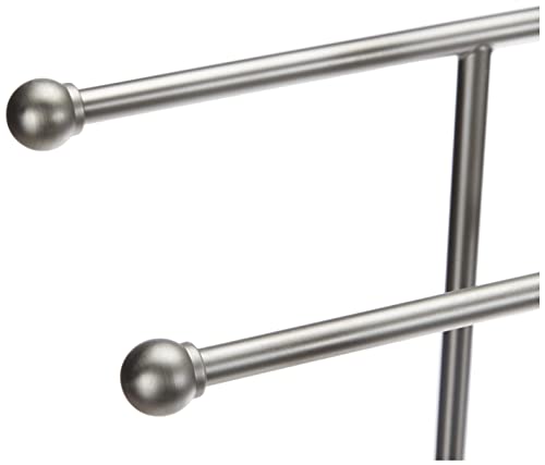 Amazon Basics Double-T Hand Towel and Accessories Stand, Nickel/White