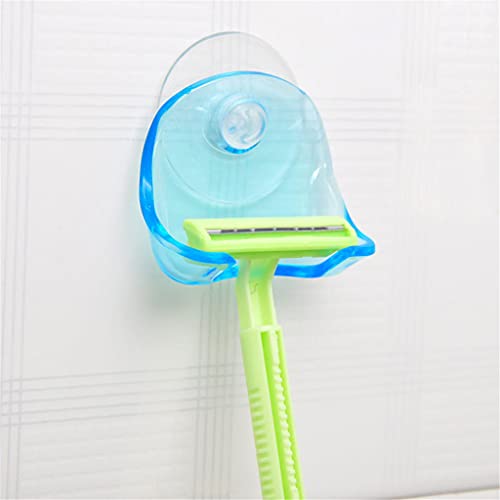 Suction Cup Holder Single Rack Bathroom Shower Bath Clear Blue Reusable Plastic Durability and Attraction