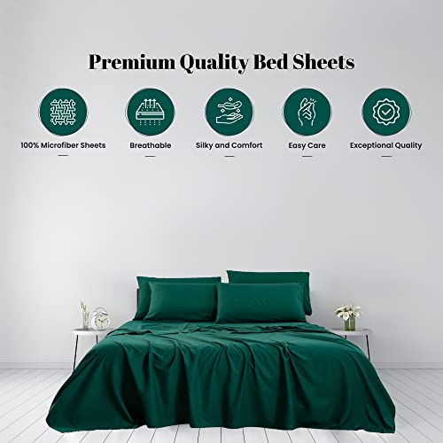 Bedlifes Full Size Sheet Sets- Cooling Sheets-Ultra Soft-Silky-Breathable-Deep Pocket- 1800 Series Bedding Set Microfiber- Green Bed Sheets Full Size 4 Pieces