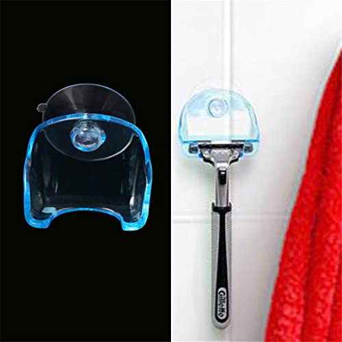 Suction Cup Holder Single Rack Bathroom Shower Bath Clear Blue Reusable Plastic Durability and Attraction