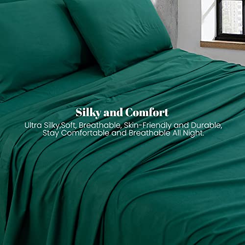 Bedlifes Full Size Sheet Sets- Cooling Sheets-Ultra Soft-Silky-Breathable-Deep Pocket- 1800 Series Bedding Set Microfiber- Green Bed Sheets Full Size 4 Pieces