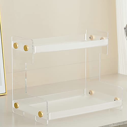 MUYEDRAIN Bathroom Organizer Countertop,2 Tier Bathroom Counter Organizer Kitchen Spice Rack Cosmetic Organizer,Countertop Storage Shelf for Bathroom, Kitchen, Living Room, Bedroom, Dressing Table