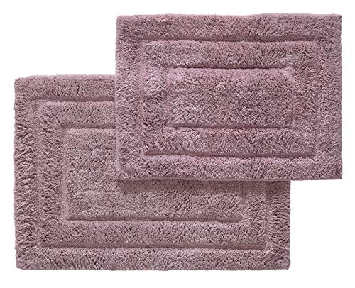 The Luxury Towel Company Cotton Bathroom Rugs Set, 2 pc (20"x30" and 17"x24") - Soft Plush 2800 GSM, Super Thick and Absorbent - Matches Our 804 GSM and 703 GSM Bathroom Towels Set (Mauve)