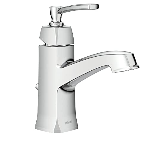 Moen Conway Chrome One-Handle Single Hole or Centerset Bathroom Faucet with Drain Assembly, WS84923