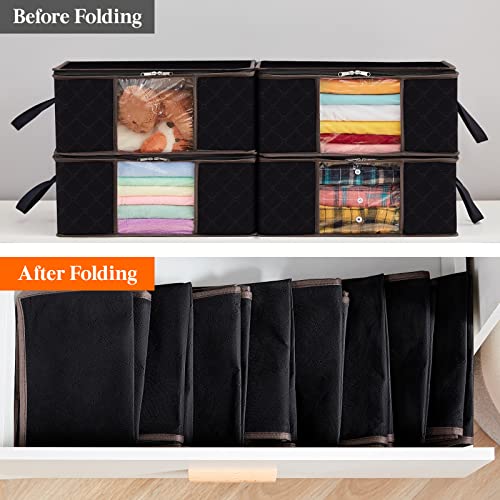 Lifewit 8 Pack 35L Clothes Storage Bag, Bundle with 4 Pack 90L Clothes Storage Bag Organizer, Black