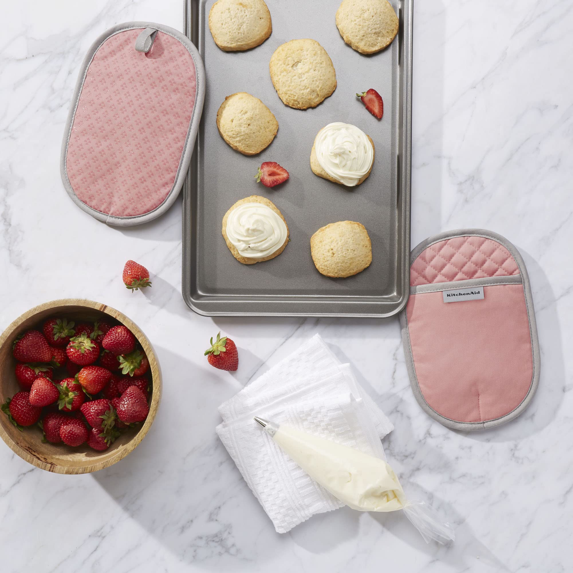 KitchenAid Asteroid Pot Holder 2-Pack Set, Dried Rose, 6.5"x10"