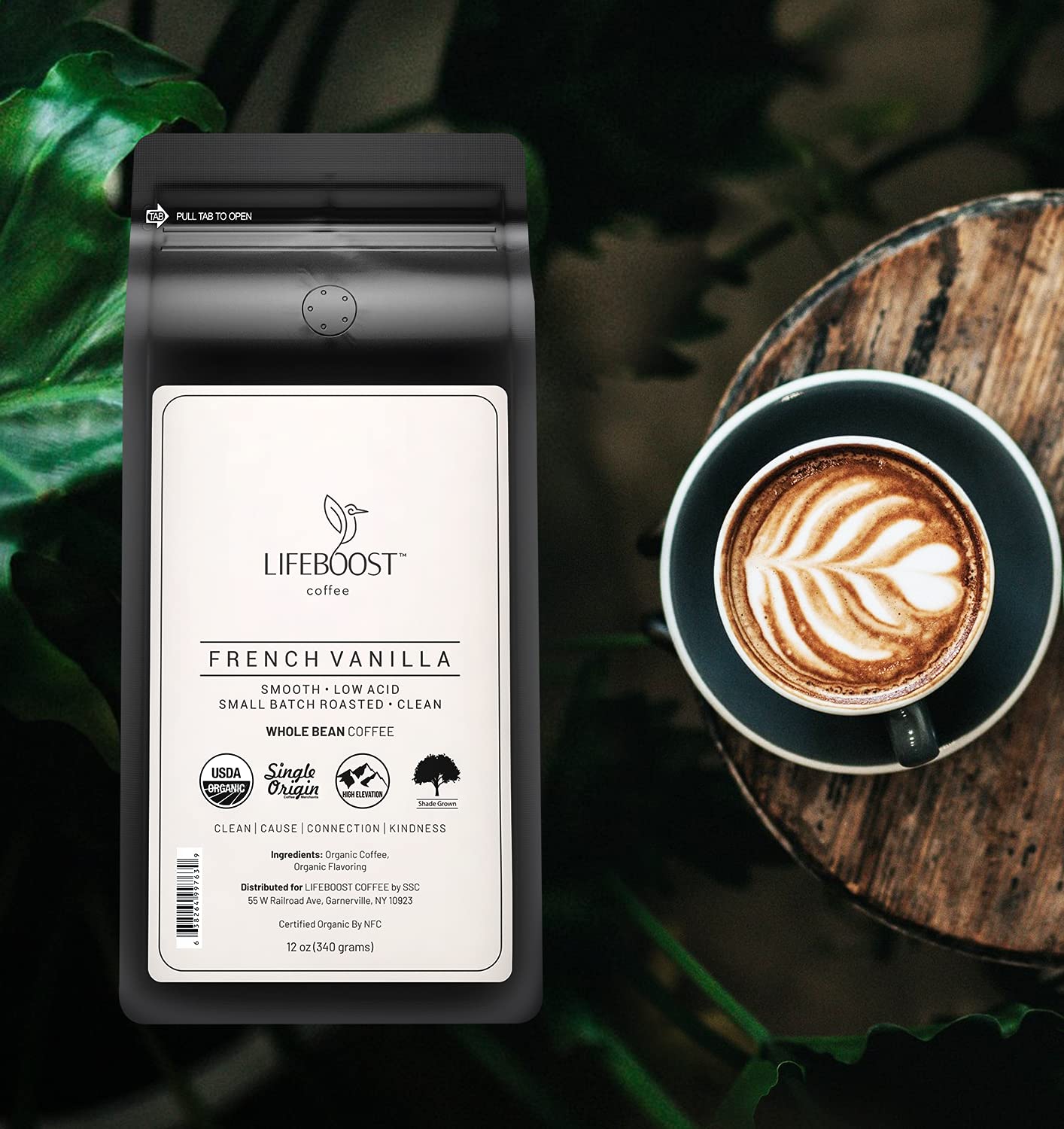 Lifeboost Coffee Whole Bean French Vanilla Coffee - Low Acid Single Origin Non-GMO Organic Coffee - Third Party Tested For Mycotoxins & Pesticides - 12 Ounces