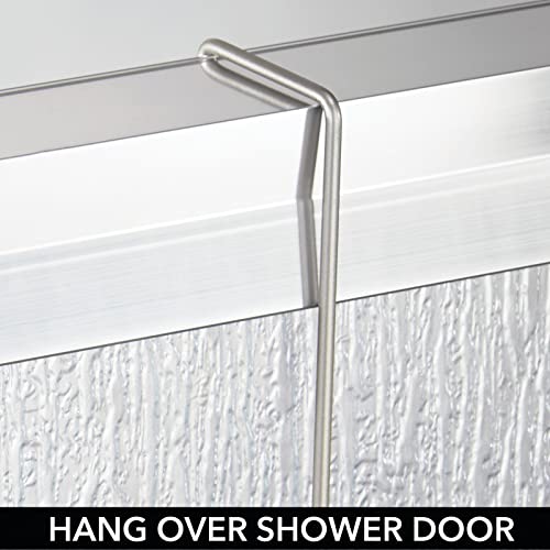mDesign Steel Shower Caddy Hanging Shelf Rack Storage Organizer 4 Baskets, 2 Hooks for Bathroom, Dorm - Holds Shampoo, Conditioner, Soap Dispenser, Sponge - Klypon Collection - Matte Satin