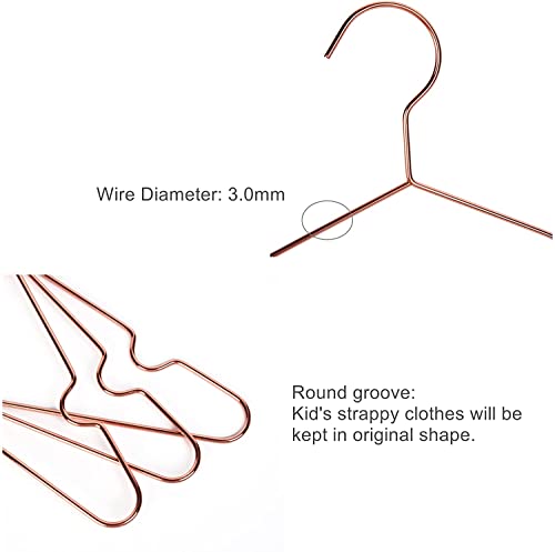 Koobay 12.5" Children Rose Gold Clothes Hangers, 10-Pack, Shiny Steel Wire Shirts Coat Slacks Clothes Hangers Storage Display