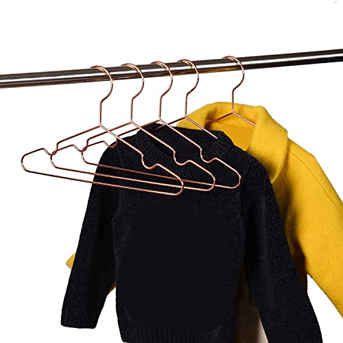 Koobay 12.5" Children Rose Gold Clothes Hangers, 10-Pack, Shiny Steel Wire Shirts Coat Slacks Clothes Hangers Storage Display