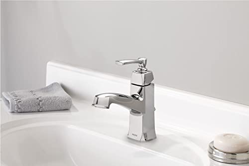 Moen Conway Chrome One-Handle Single Hole or Centerset Bathroom Faucet with Drain Assembly, WS84923
