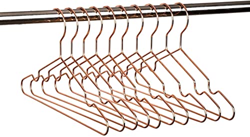 Koobay 12.5" Children Rose Gold Clothes Hangers, 10-Pack, Shiny Steel Wire Shirts Coat Slacks Clothes Hangers Storage Display