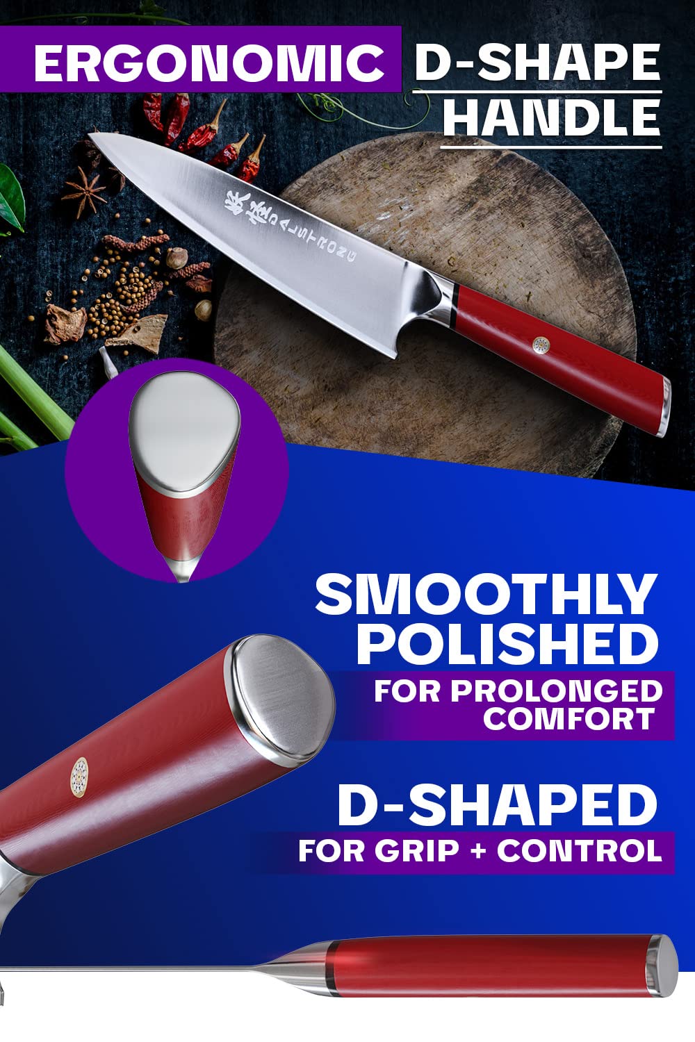 Dalstrong Chef Knife - 8 inch - Phantom Series - Japanese High-Carbon AUS8 Steel Kitchen Knife - Red G10 Handle - Cooking Knife - Kitchen Knife - w/Sheath