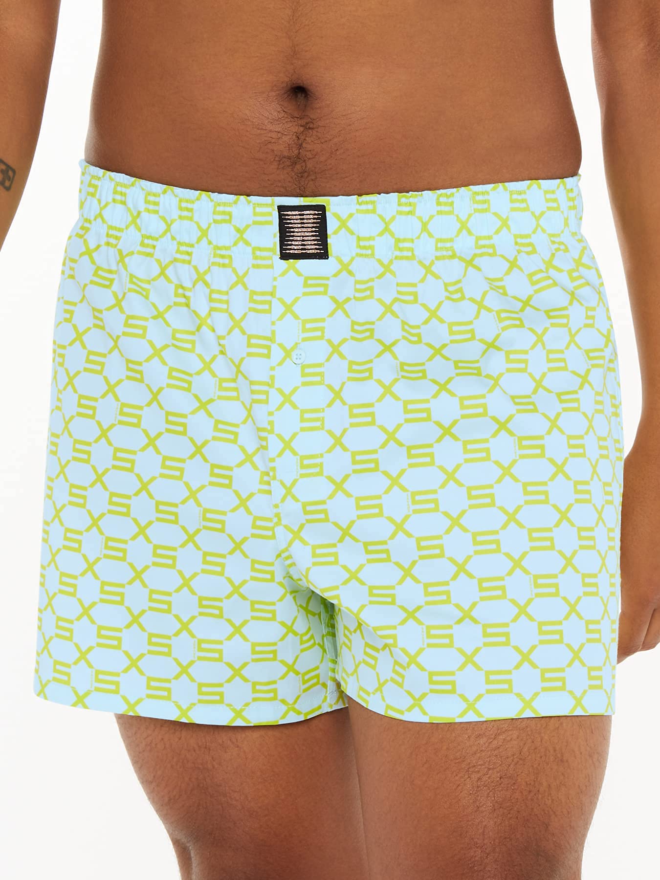 Savage X Fenty, Men's, Savage X Boxers, Seashell Blue Monogram Print, L