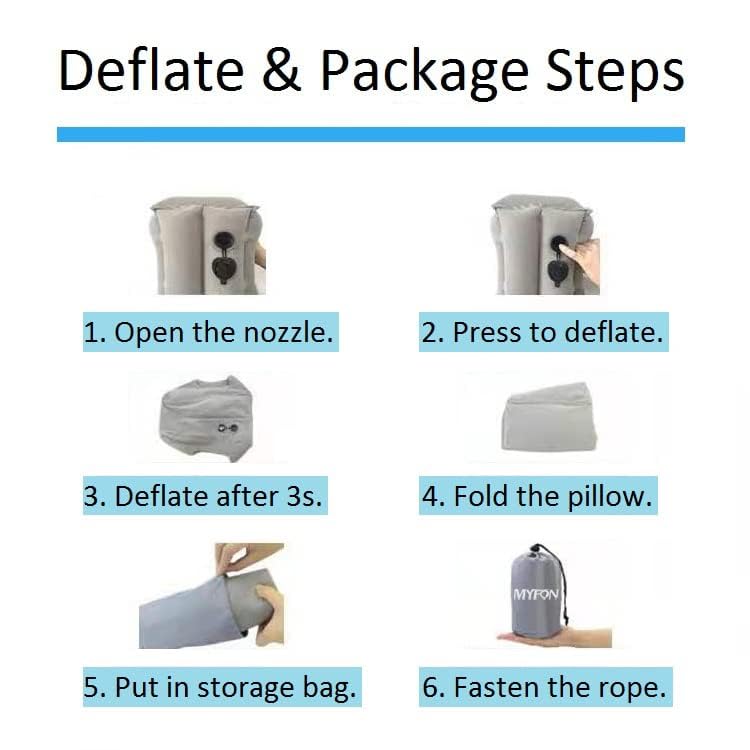Inflatable Travel Pillow, Inflatable Neck Air Pillow for Sleeping, Support Head, Chin, Neck and Lumbar, Avoid Neck and Shoulder Pain, Comfortable for Airplane, Car, Bus, Train and Office Napping