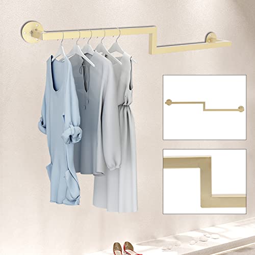 Gold Clothes Rack, Wall Mounted Metal Garment Rack Indoor Gold Clothes Display Stand for Living Room Clothing Store Heavy Duty