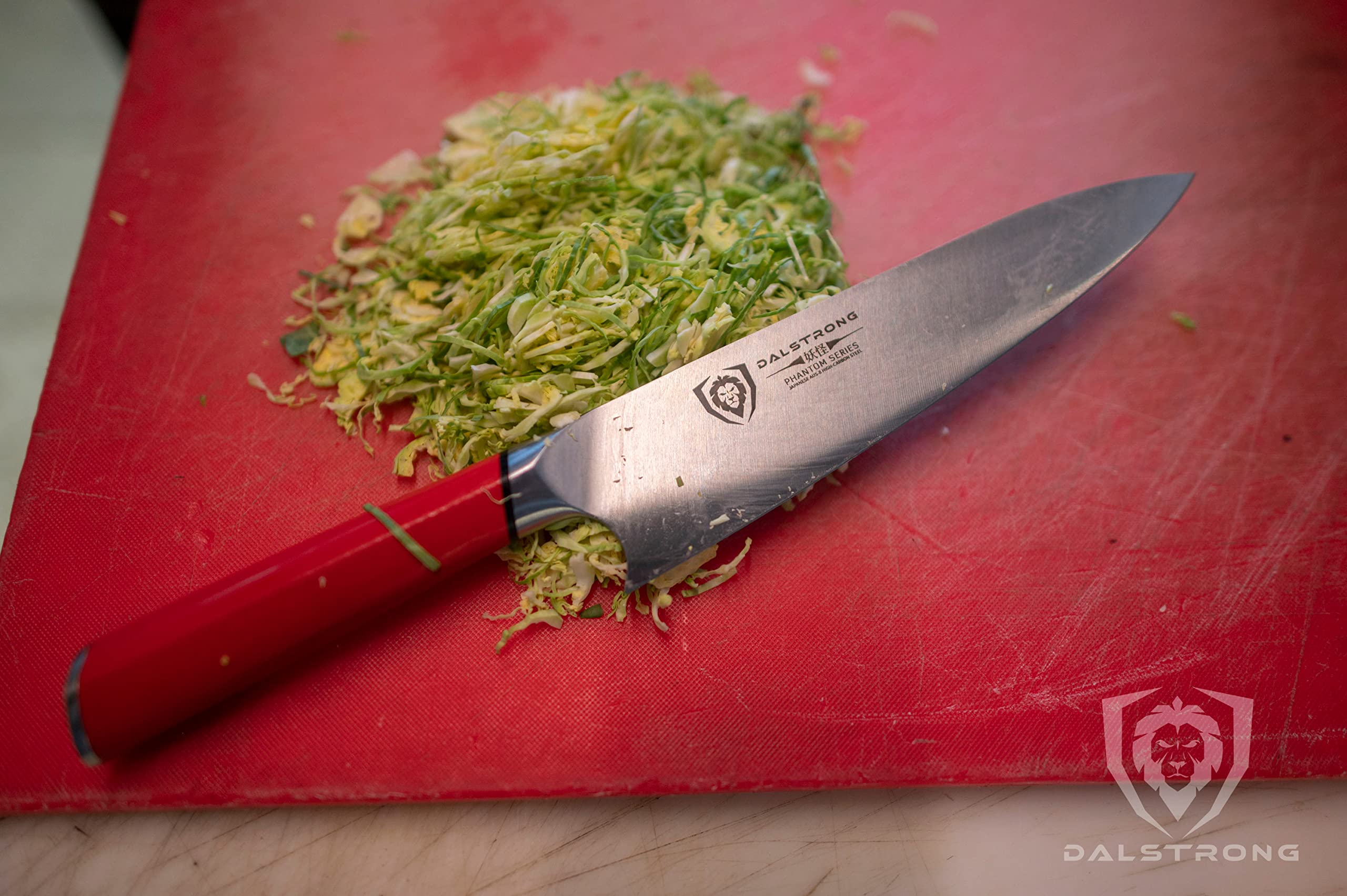 Dalstrong Chef Knife - 8 inch - Phantom Series - Japanese High-Carbon AUS8 Steel Kitchen Knife - Red G10 Handle - Cooking Knife - Kitchen Knife - w/Sheath