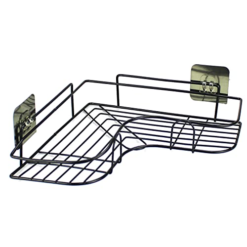 Corner Shower Caddy Adhesive,Black Shower Organizer Corner,Rustproof Shower Caddy Shelf for Bathroom Storage,Dorm Room Shower Corner Organizer