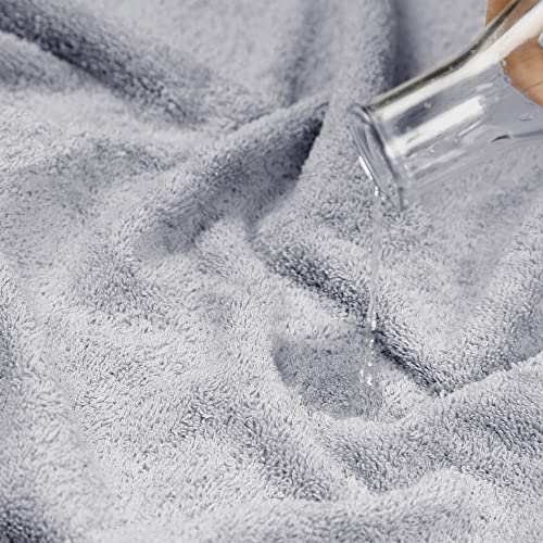 TRIDENT 6 Piece Bath Towels Set for Bathroom - 2 Bath Towel, 2 Hand Towel, 2 Washcloth 100% Cotton Soft and Plush Highly Absorbent, Soft Towel for Hotel & Spa - Silver Grey