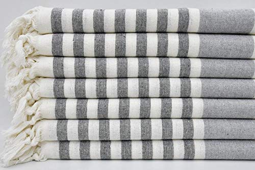 MyMesken Turkish Hand Towels - Hand Woven Turkish Cotton, Quick Dry & Highly Absorbent to Reduce Water Consumption | Eco Friendly Turkish Towel for Bathroom, Kitchen Towels, Turkish Tea Set Set of 2