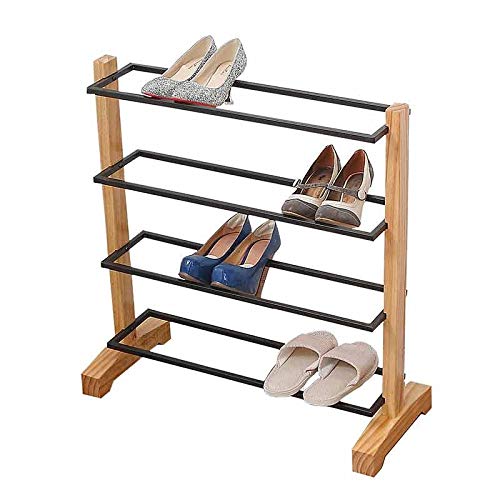MFCHY Shoe Rack Multi-Layer Wrought Iron Simple Doorway Home Minimalist Creative Solid Wood Storage Rack Rack (Size : 76cm high)