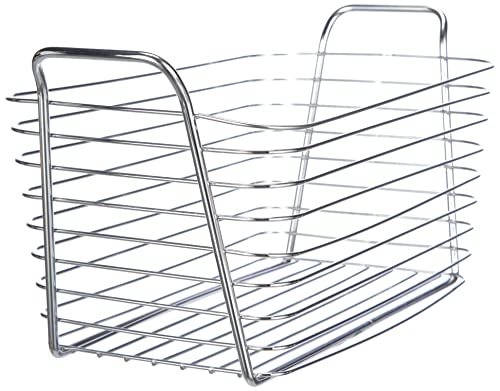 iDesign Classico Metal Wire Storage Organizer Bin with Handles, Container for Bathroom, Bedroom, Pantry, Kitchen, Closet, 7.5" x 13.7" x 7", Chrome