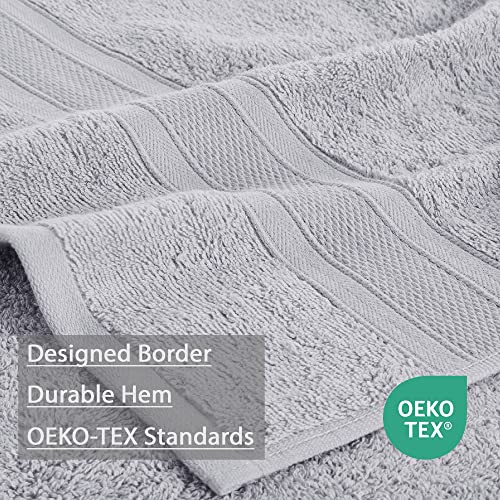 TRIDENT 6 Piece Bath Towels Set for Bathroom - 2 Bath Towel, 2 Hand Towel, 2 Washcloth 100% Cotton Soft and Plush Highly Absorbent, Soft Towel for Hotel & Spa - Silver Grey