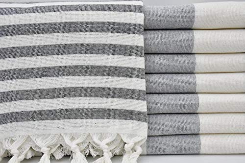MyMesken Turkish Hand Towels - Hand Woven Turkish Cotton, Quick Dry & Highly Absorbent to Reduce Water Consumption | Eco Friendly Turkish Towel for Bathroom, Kitchen Towels, Turkish Tea Set Set of 2