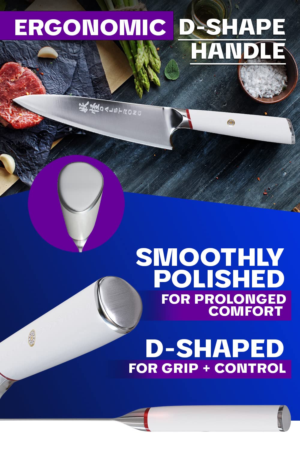 Dalstrong Chef Knife - 8 inch - Phantom Series - Japanese High-Carbon AUS8 Steel Kitchen Knife - White G10 Handle - Cooking Knife - w/Sheath