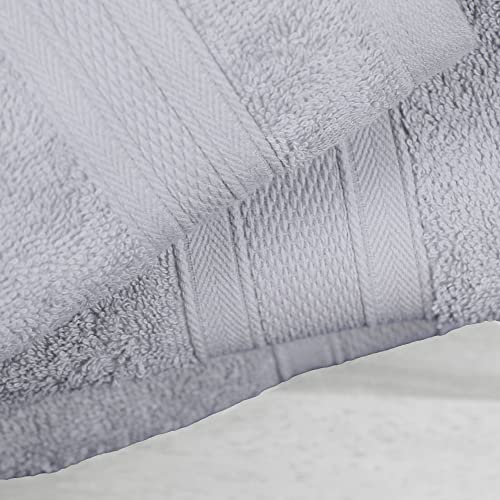 TRIDENT 6 Piece Bath Towels Set for Bathroom - 2 Bath Towel, 2 Hand Towel, 2 Washcloth 100% Cotton Soft and Plush Highly Absorbent, Soft Towel for Hotel & Spa - Silver Grey