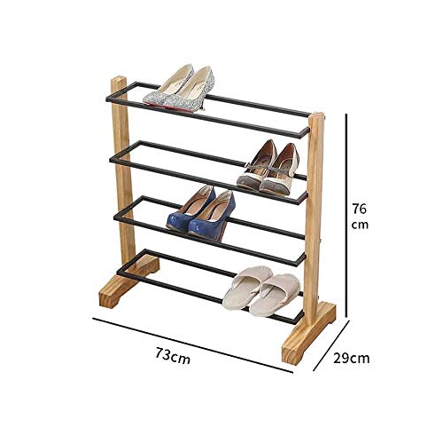 MFCHY Shoe Rack Multi-Layer Wrought Iron Simple Doorway Home Minimalist Creative Solid Wood Storage Rack Rack (Size : 76cm high)