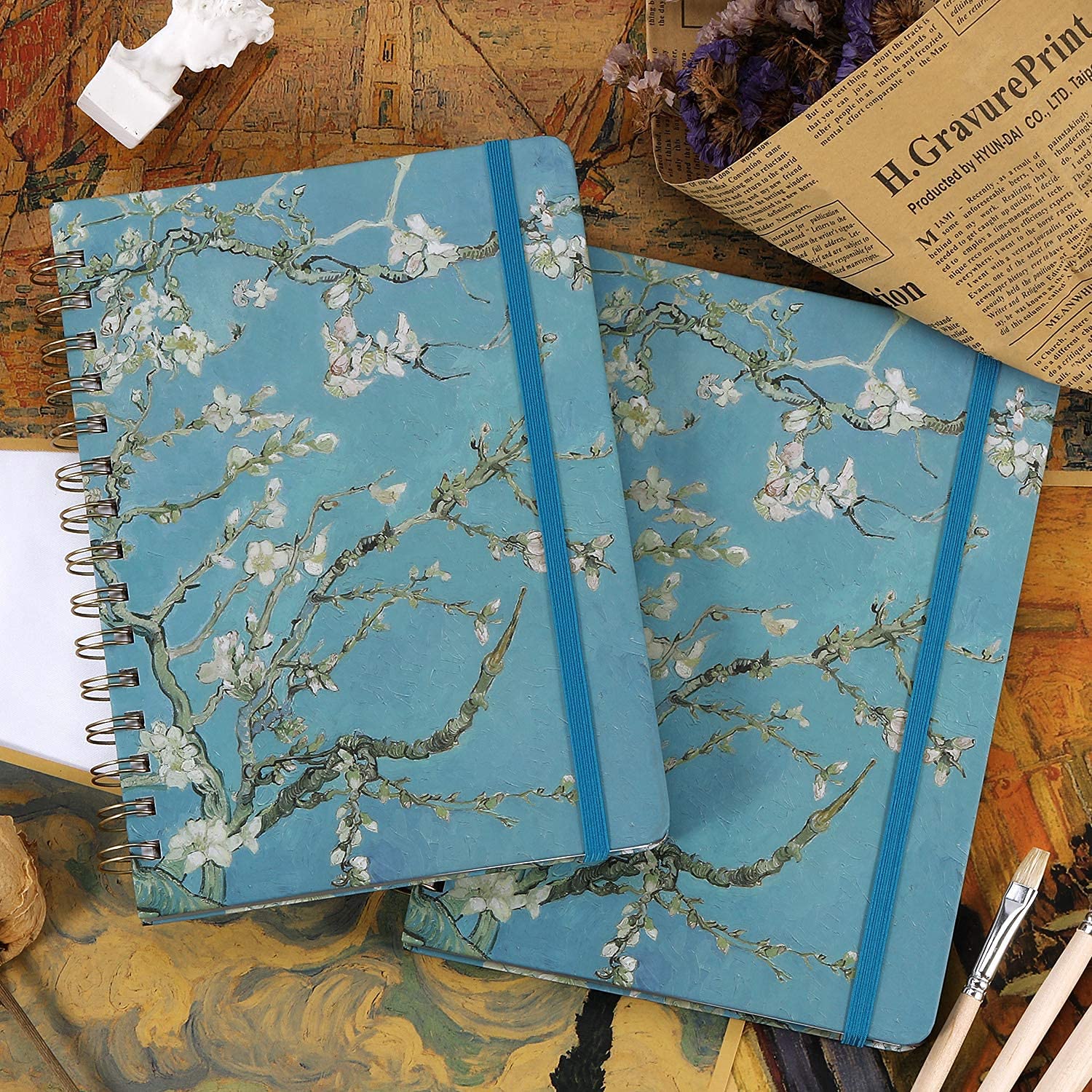 Ruled Notebook/Journal - Lined Journal with Premium Thick Paper, 8.5" X 6.4", College Ruled Spiral Notebook/Journal, Banded with Exquisite Inner Pocket, Waterproof Hardcover for Office, Home & School
