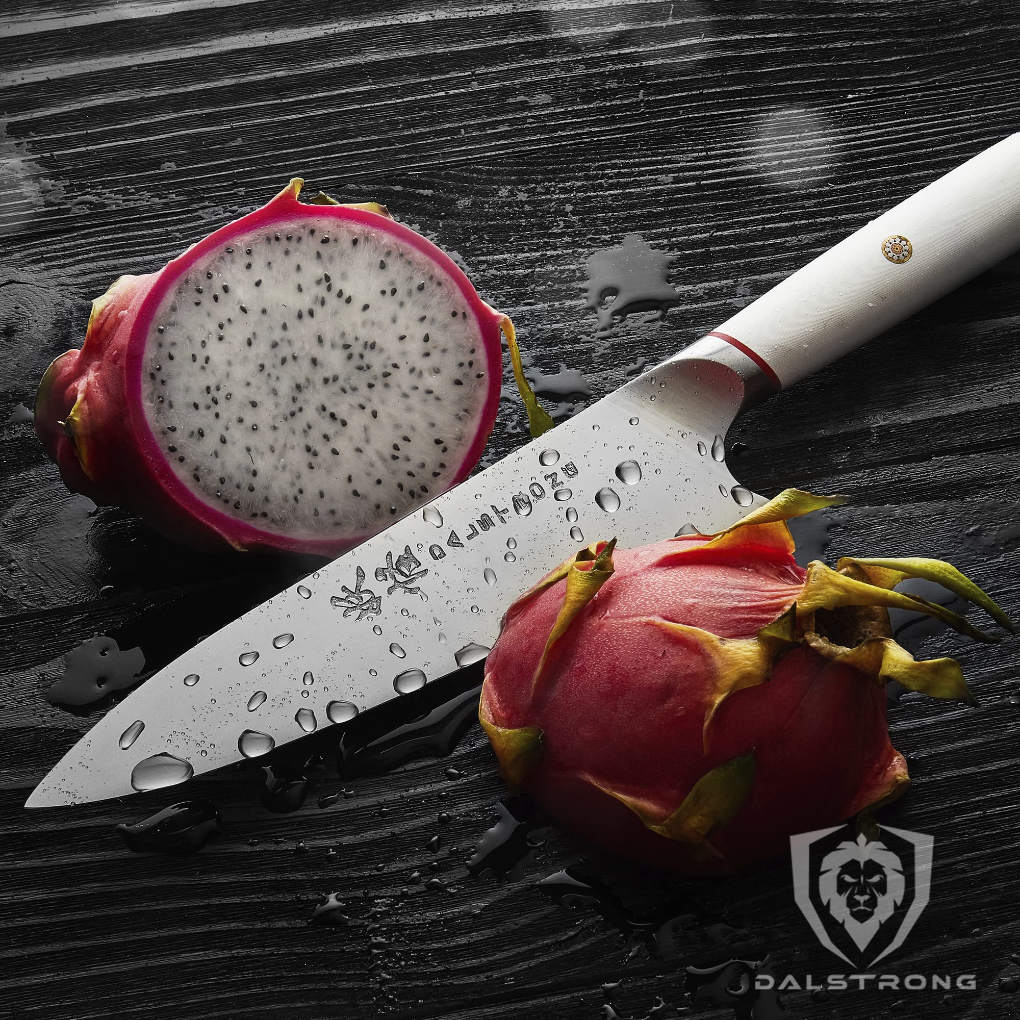 Dalstrong Chef Knife - 8 inch - Phantom Series - Japanese High-Carbon AUS8 Steel Kitchen Knife - White G10 Handle - Cooking Knife - w/Sheath