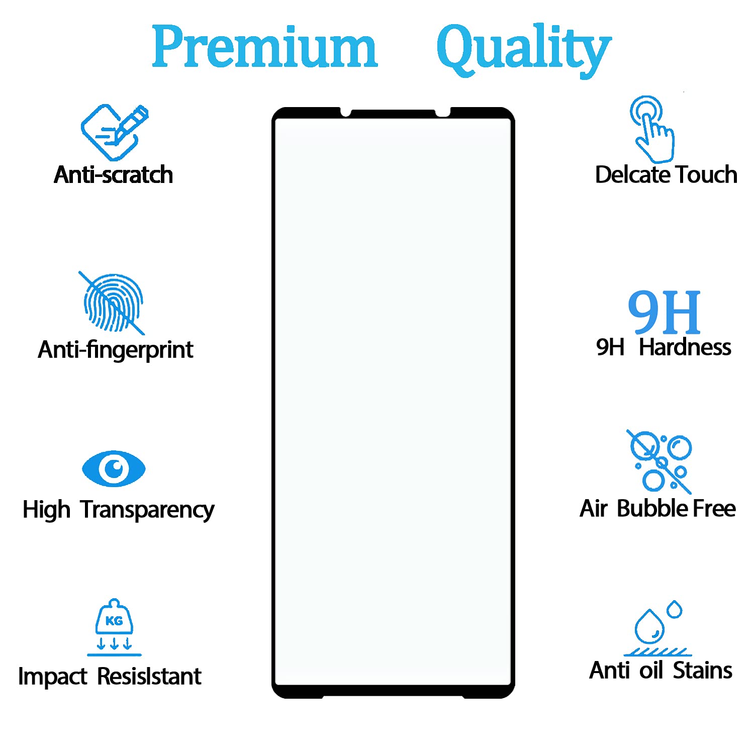 KELOLIN [2 Pack] Tempered Glass Screen Protector for Sony Xperia 1 III, [Full Coverage] [ Anti-Scratch ] [ No-Bubble ] HD Screen Protector Compatible with Sony Xperia 1 III(Black)