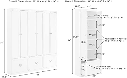 Crosley Furniture Harper 3-Piece Entryway Set with 3 Pantry Closets, White