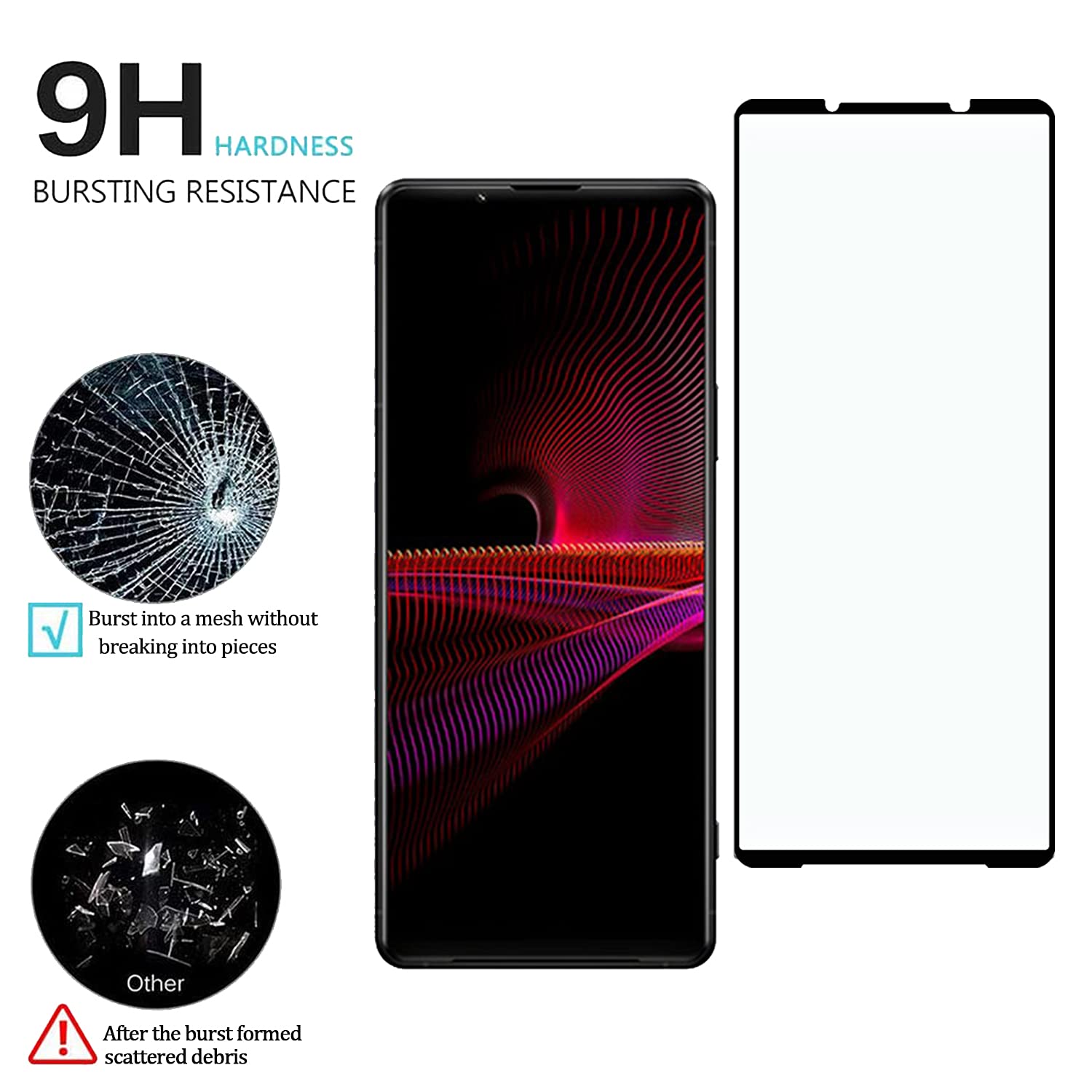 KELOLIN [2 Pack] Tempered Glass Screen Protector for Sony Xperia 1 III, [Full Coverage] [ Anti-Scratch ] [ No-Bubble ] HD Screen Protector Compatible with Sony Xperia 1 III(Black)