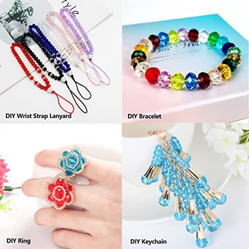 1500 pcs 4mm Briolette Crystal Glass Beads for Jewelry Making 15 Plating Colors Faceted Rondelle Shape Spacer Beads for Bracelets Necklaces Earrings, with Container Box
