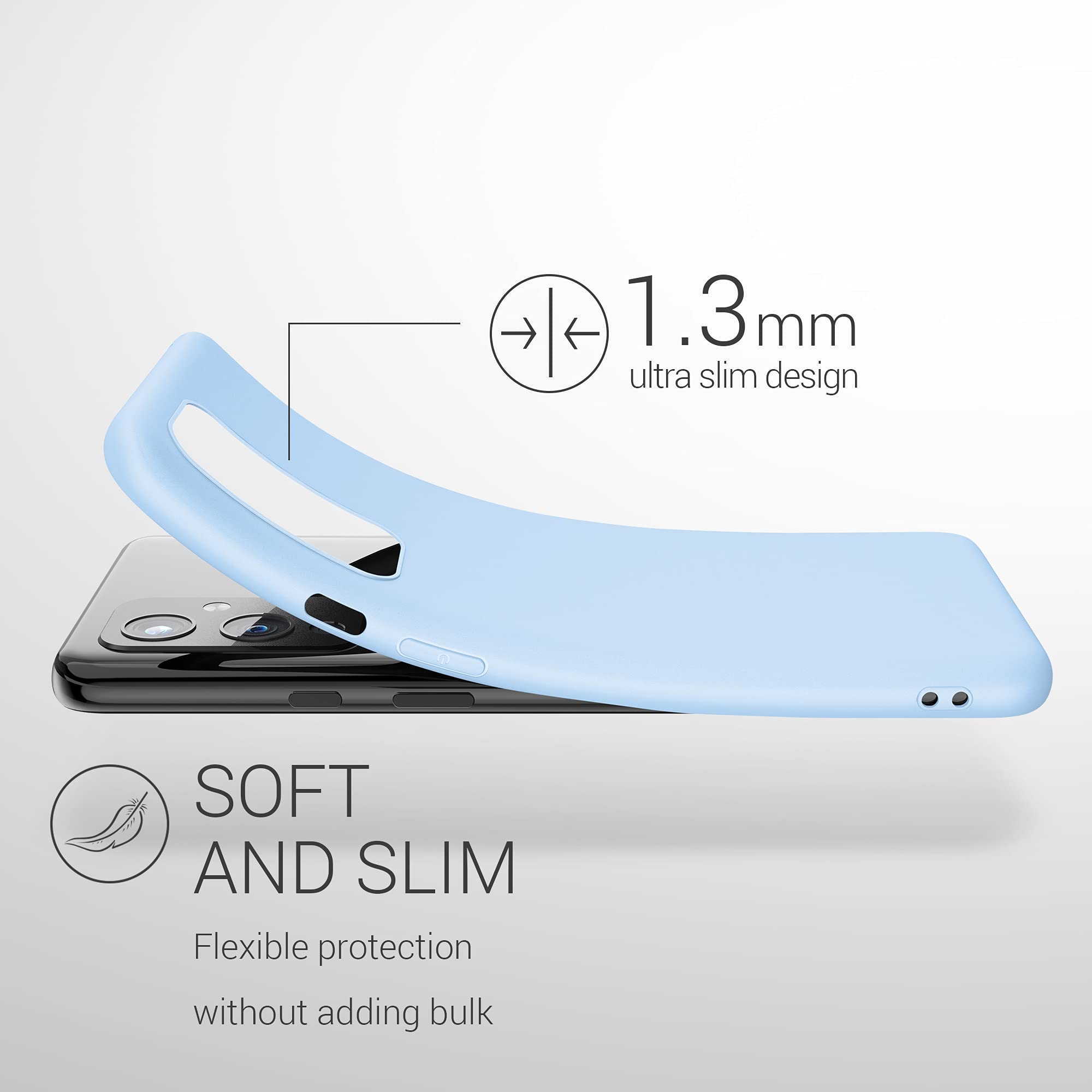 kwmobile Case Compatible with OnePlus 9 (EU/NA Version) Case - Soft Slim Protective TPU Silicone Cover - Light Blue Matte