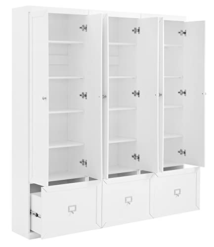 Crosley Furniture Harper 3-Piece Entryway Set with 3 Pantry Closets, White