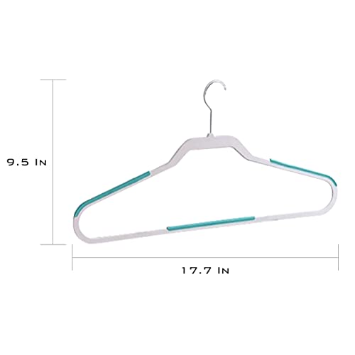 SEDLAV Slim Grip Clothing Hangers, White & Teal, Durable Plastic, Non-Slip Rubber (10 Pack)