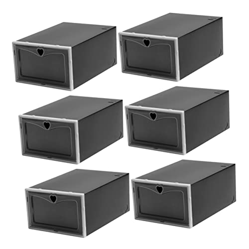 Holibanna 6pcs Boxes Sneakers Storage Box Clear Plastic Containers Clear Container Plastic Storage Containers for Clothes Clear Shoe Organizer Shoe Box Organizer Drop Front Shoe Box Black Pp