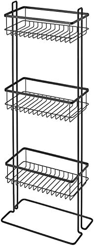iDesign Everett Metal Standing Shower Caddy, 3-Tier Bath Shelf Baskets for Towels, Soap, Shampoo, Lotion, Accessories, 12.36" x 6.88" x 32.11", Matte Black