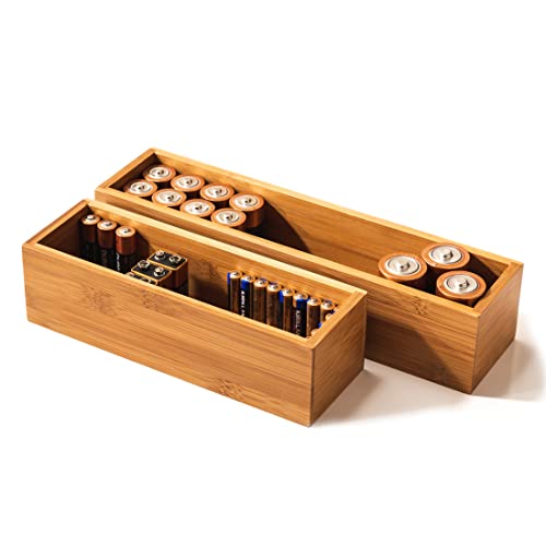 Seville Classics Bamboo Premium Organizer Storage Bins for Kitchen Silverware, Pantry, Closet, Office Desk, Pens, Utensils, Makeup, K Cup, Bamboo, Bin Set (10 Piece)