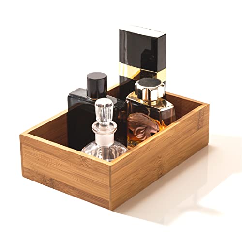 Seville Classics Bamboo Premium Organizer Storage Bins for Kitchen Silverware, Pantry, Closet, Office Desk, Pens, Utensils, Makeup, K Cup, Bamboo, Bin Set (10 Piece)