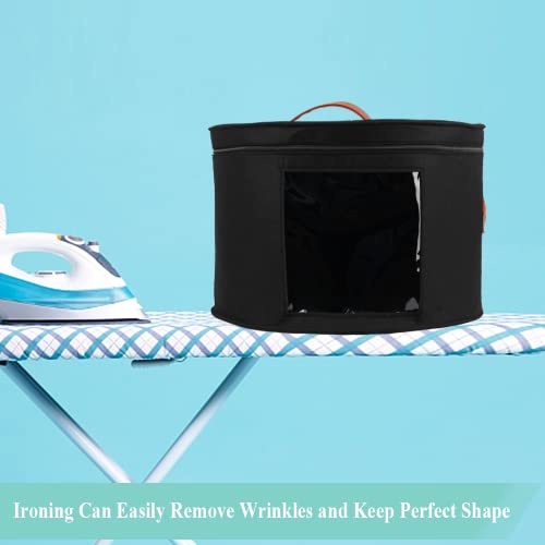 Hat Box,Hat Storage Box,Stackable Round Brim Hats Organizer Bag Container for Closet,Travel Hat Boxes for Women&Men,Collapsible Cowboy Hat Organizer,Stuffed Animal Toy Storage,Foldable Round Travel Cap Black Boxes with Dustproof Lid